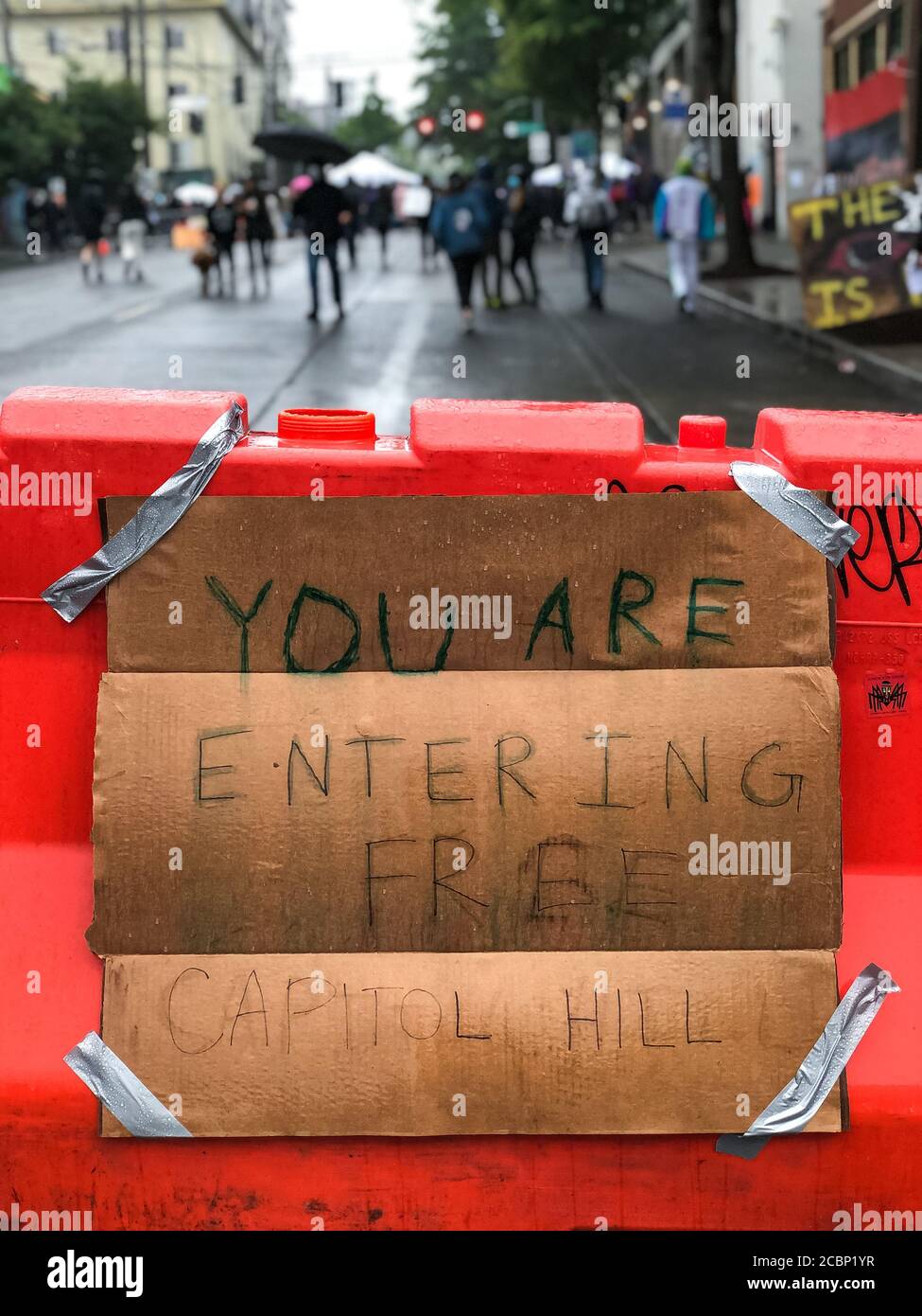 Seattle, USA – Jun 9, 2020: Free Capitol Hill Autonomous zone sign at ...