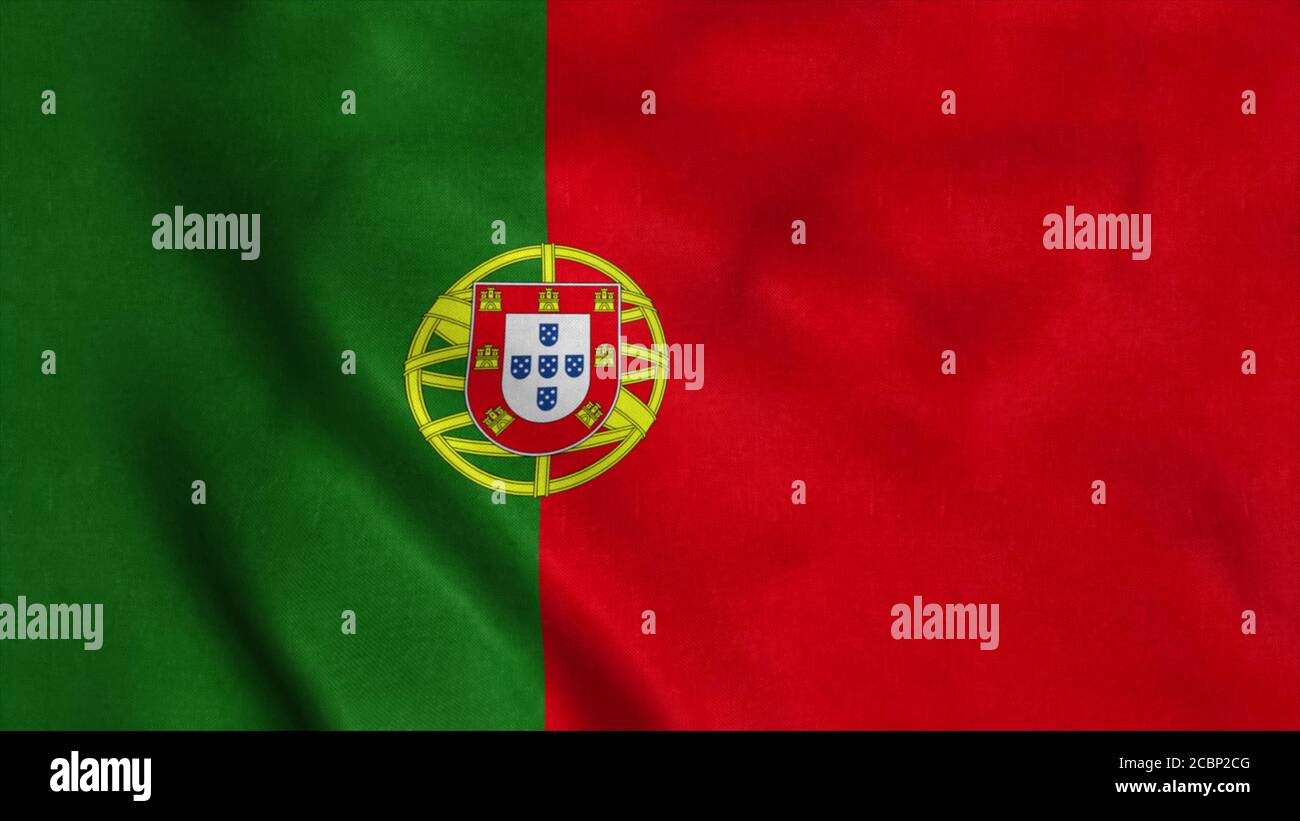 Portugal National flag waving in the wind. 3d illustration Stock Photo ...