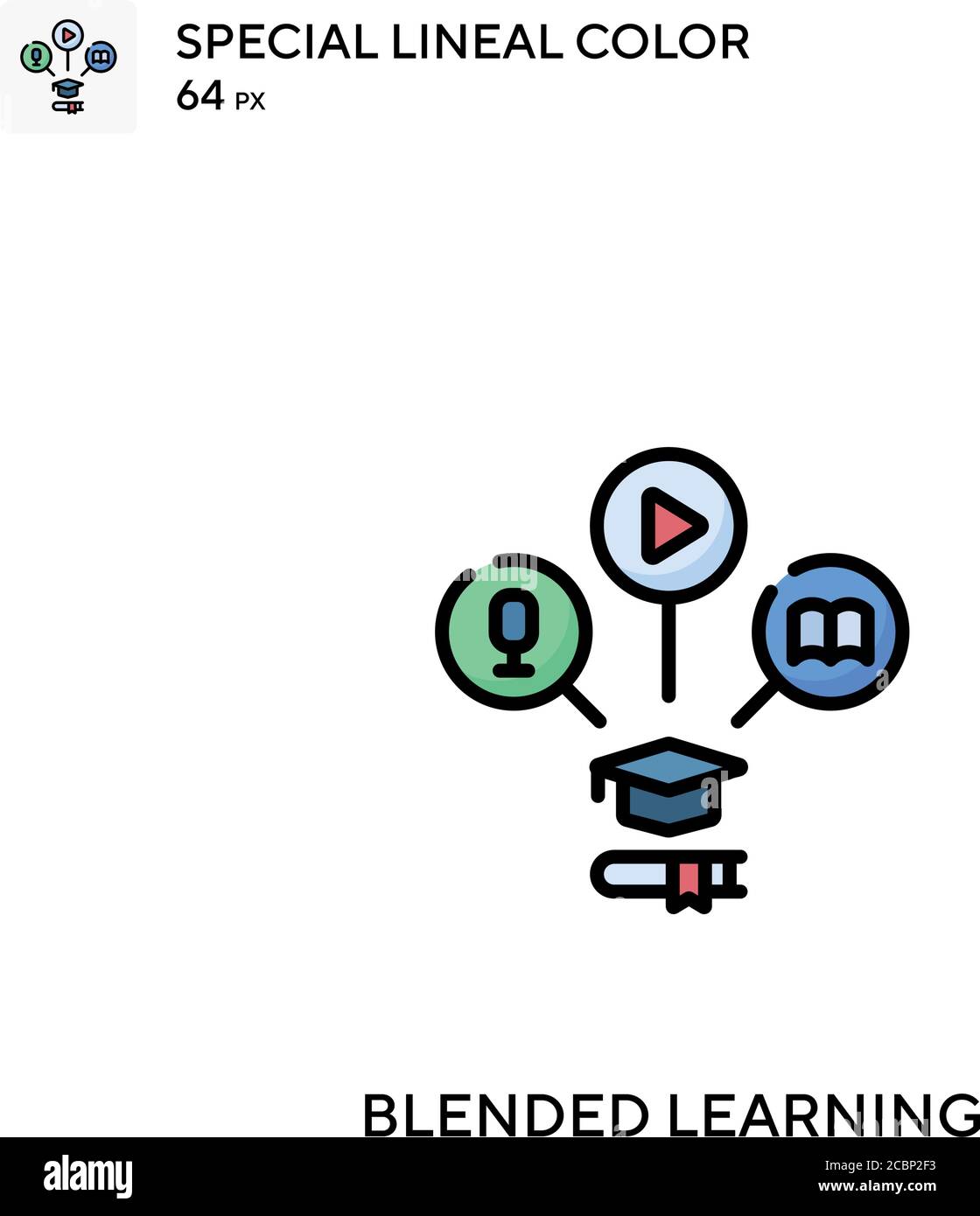 Blended learning Special lineal color vector icon. Blended learning ...