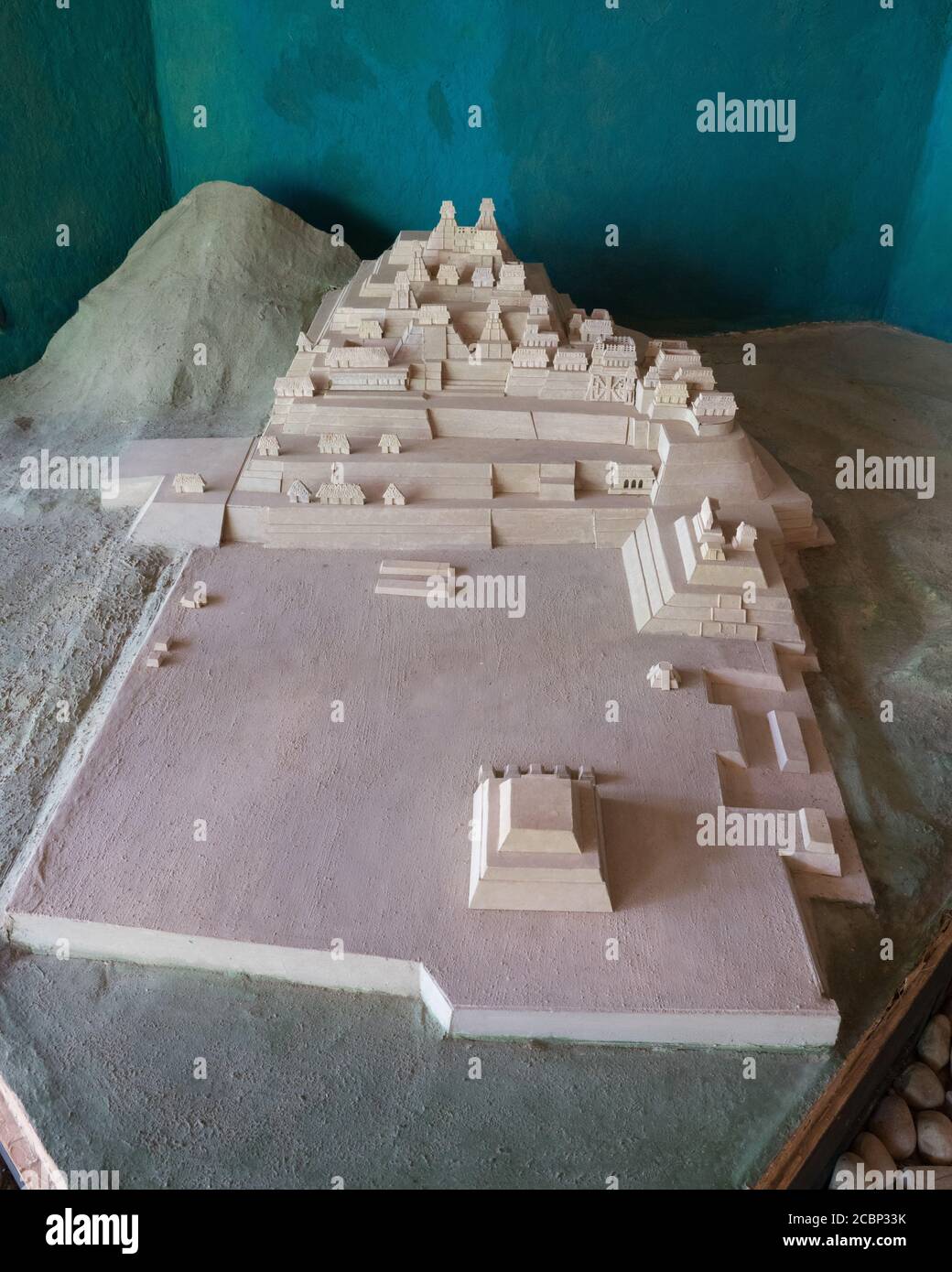A 3-D model of the city in the museum at the ruins of the Mayan city of ...