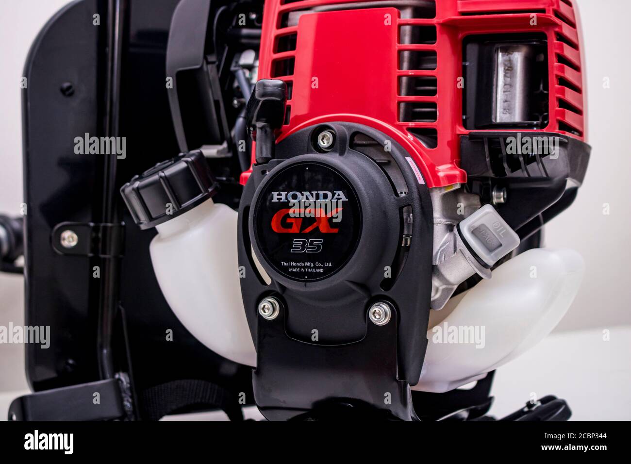 The GX35 engine from Honda which is 4 stroke and single cylinder enginewas shot under lighting ...