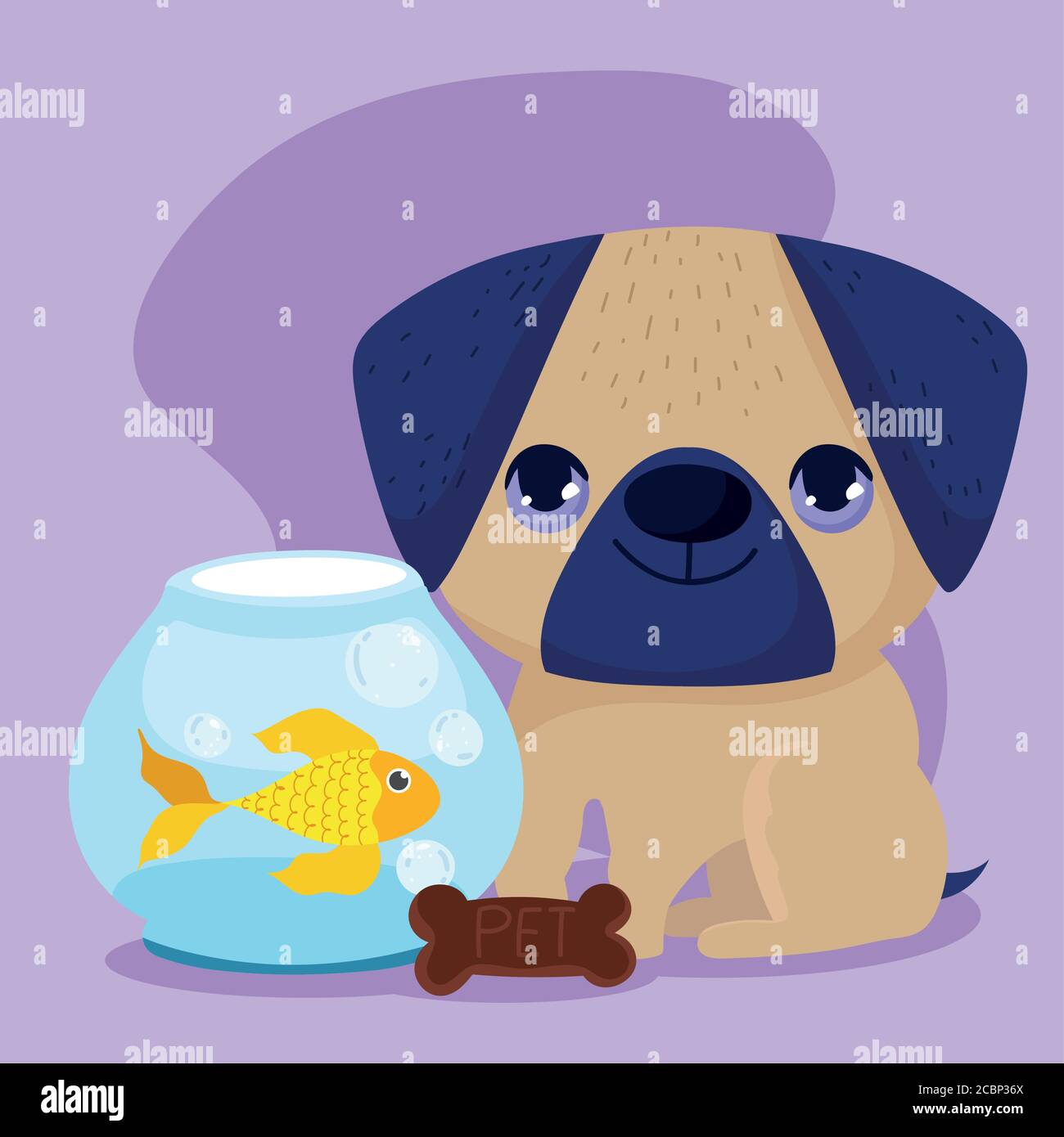 pet shop, little puppy fish in bowl and cookie bone animal domestic ...