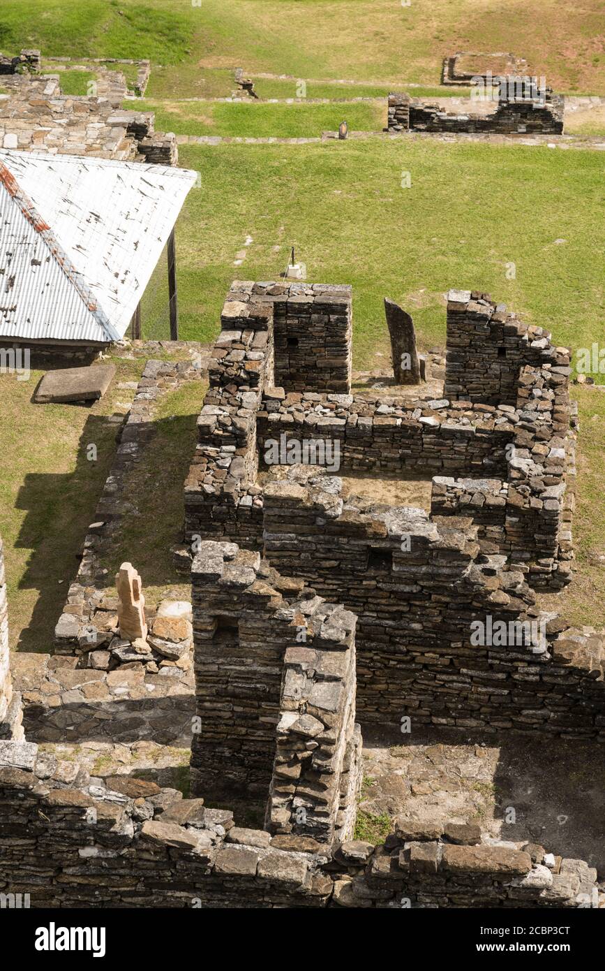 Two stela in the ruins of the Mayan city of Tonina, near Ocosingo ...
