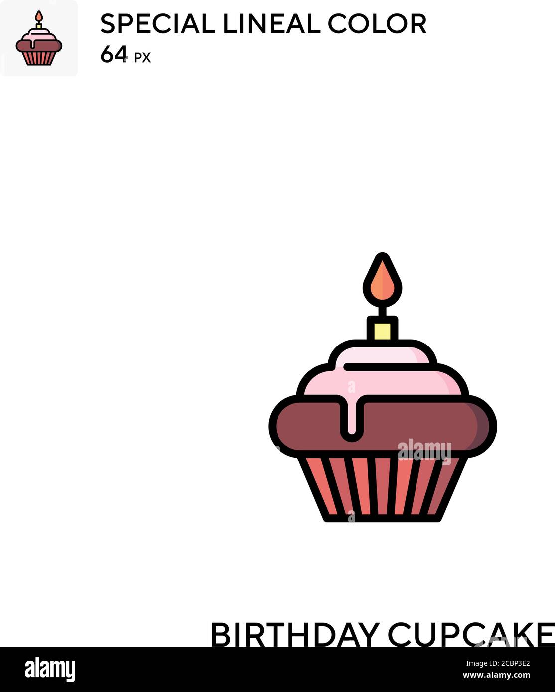 Birthday cupcake Special lineal color vector icon. Birthday cupcake ...