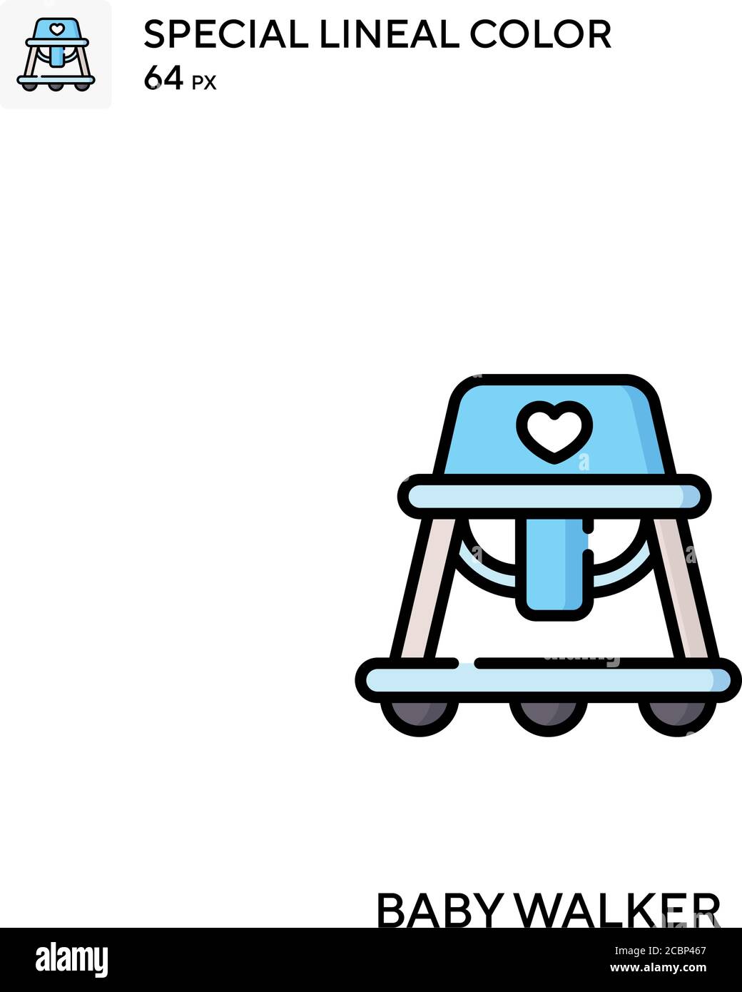 Baby walker Special lineal color vector icon. Baby walker icons for ...