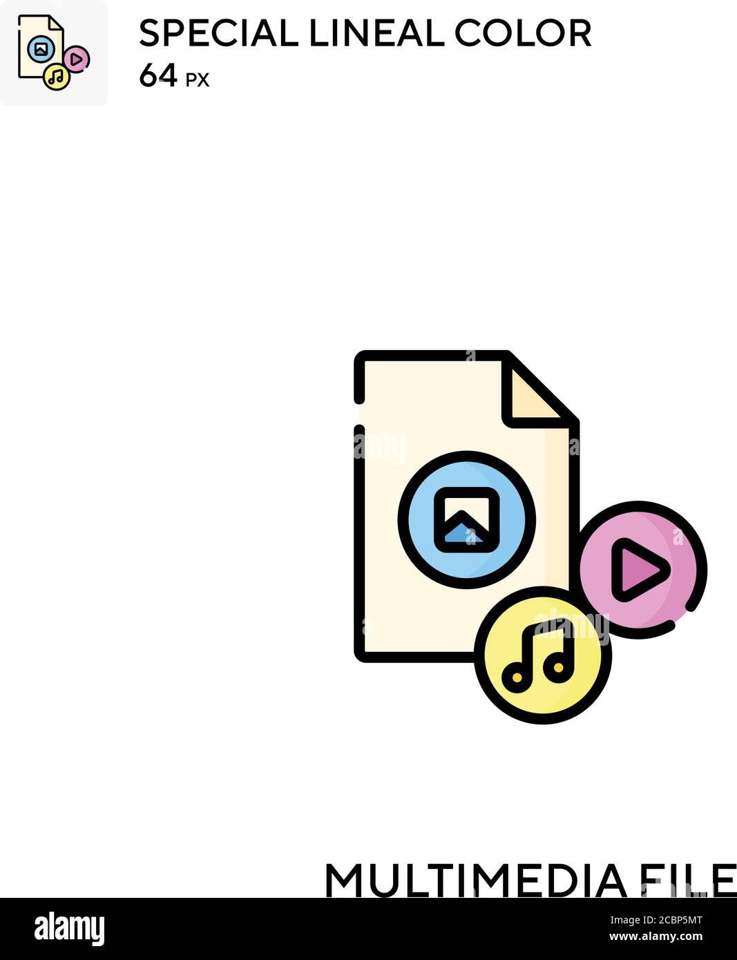Multimedia file Special lineal color vector icon. Multimedia file icons ...