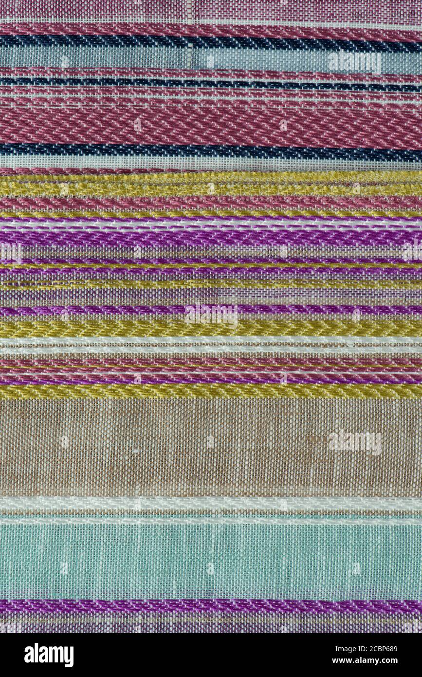 Closeup detail of multi color fabric texture samples Stock Photo - Alamy