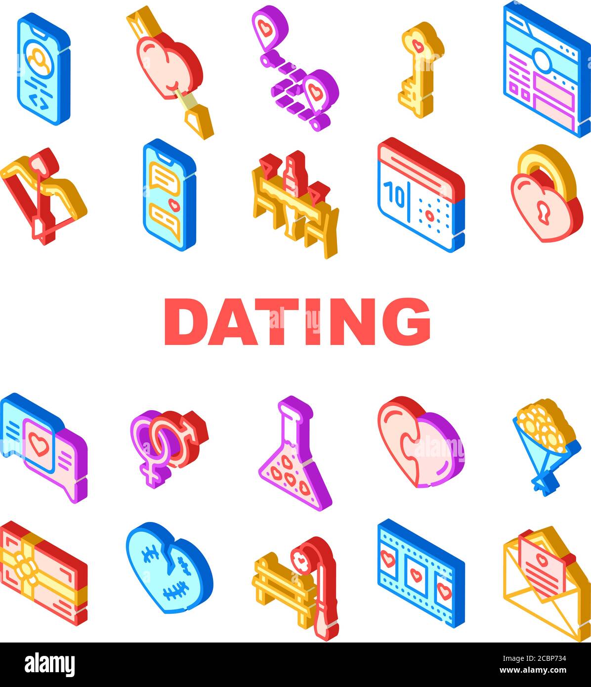 Dating Love Romantic Collection Icons Set Vector Stock Vector Image ...