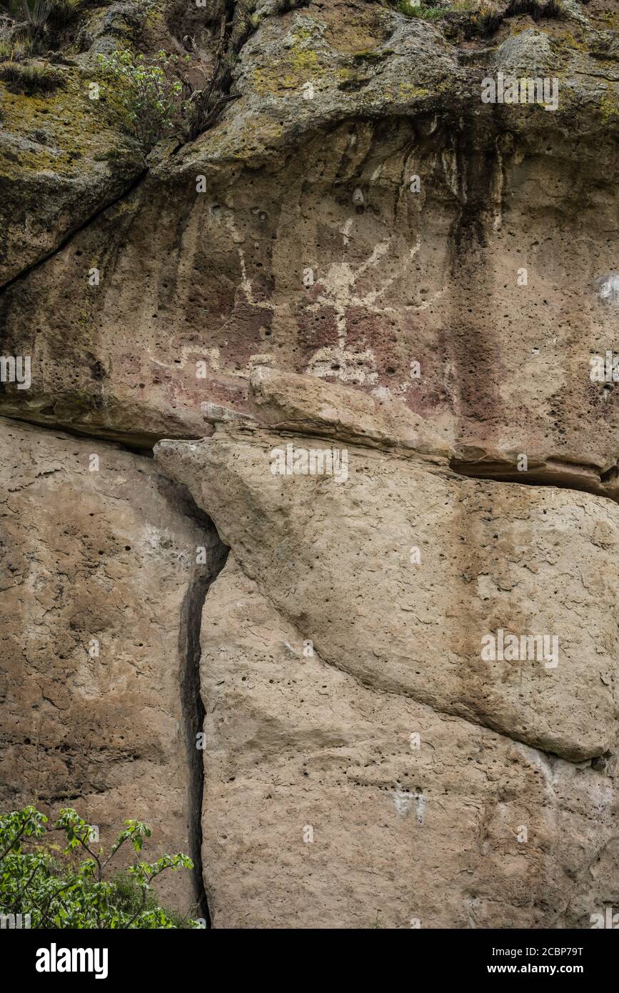 This pictograph or rock art painting near Yagul in the Tlacolula Valley ...