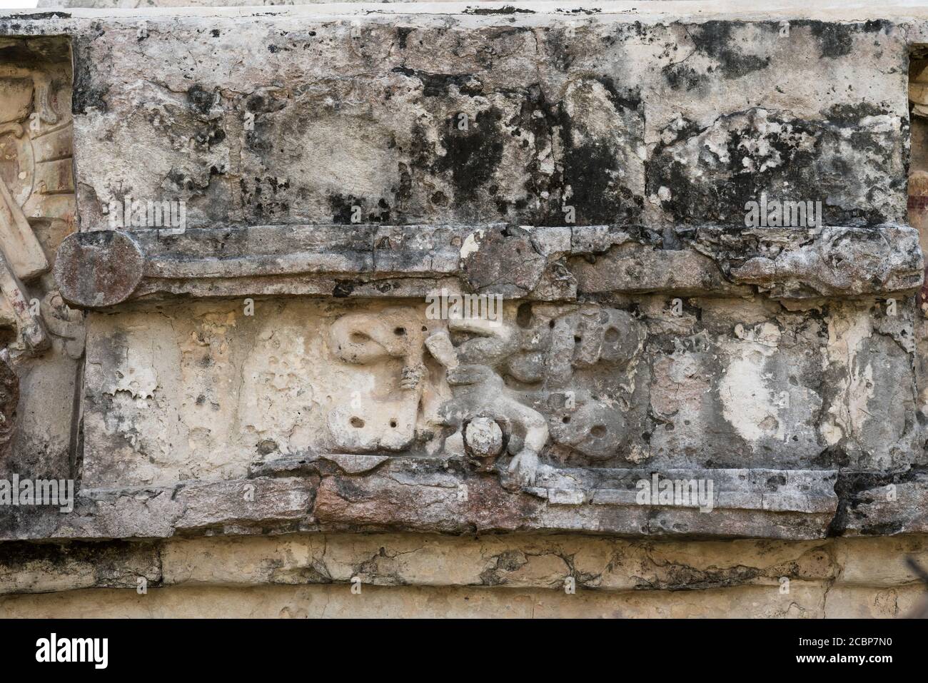 Sculpted stucco figures in the Temple of the Frescos in the ruins of ...