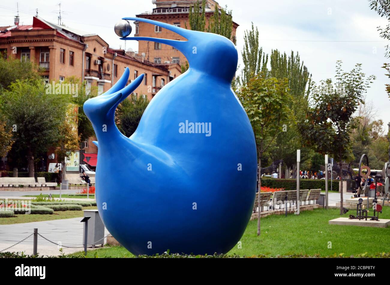 Yerevan Cascade Bluebird Statue Stock Photo - Alamy