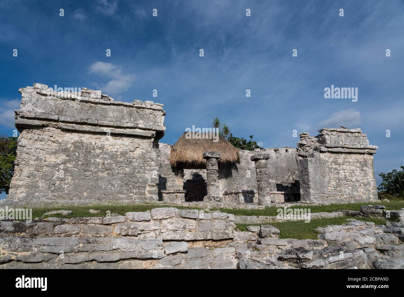 The House of the Chultun in the ruins of the Mayan city of Tulum on the ...
