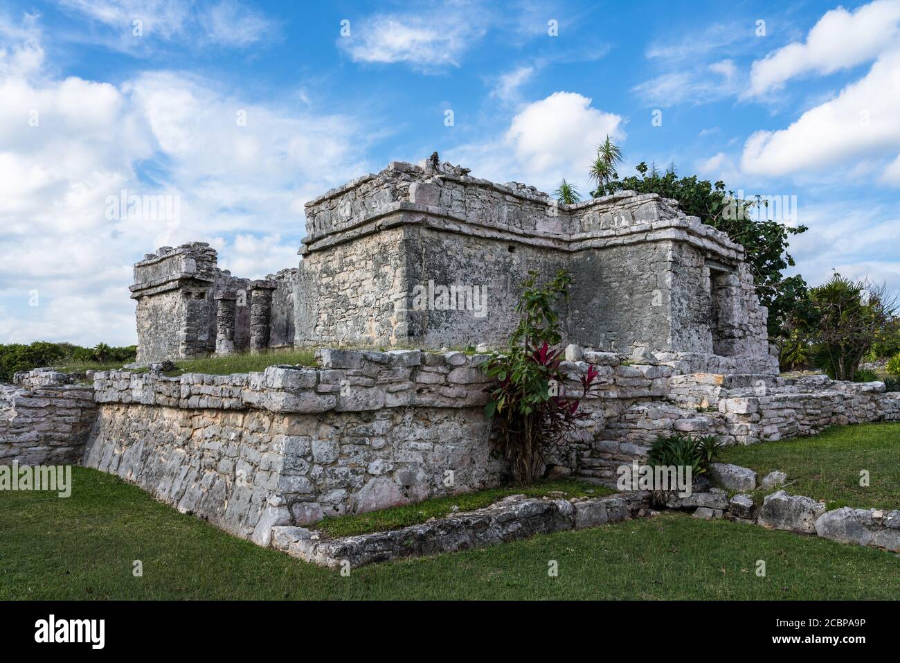 The House of the Chultun in the ruins of the Mayan city of Tulum on the ...