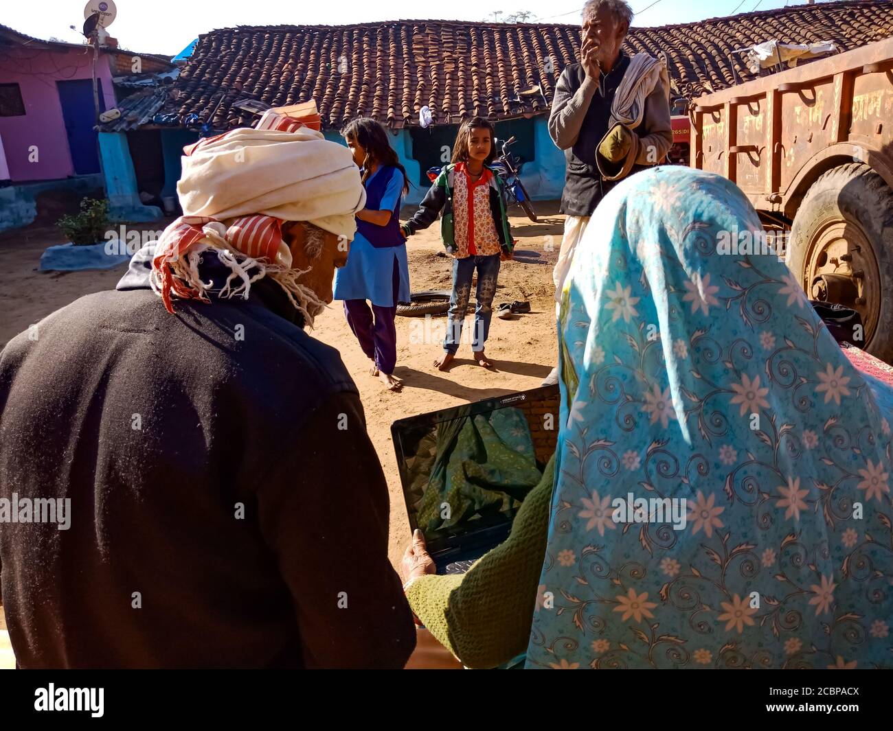 DISTRICT KATNI, INDIA - JANUARY 25, 2020: Indian matured husband and ...