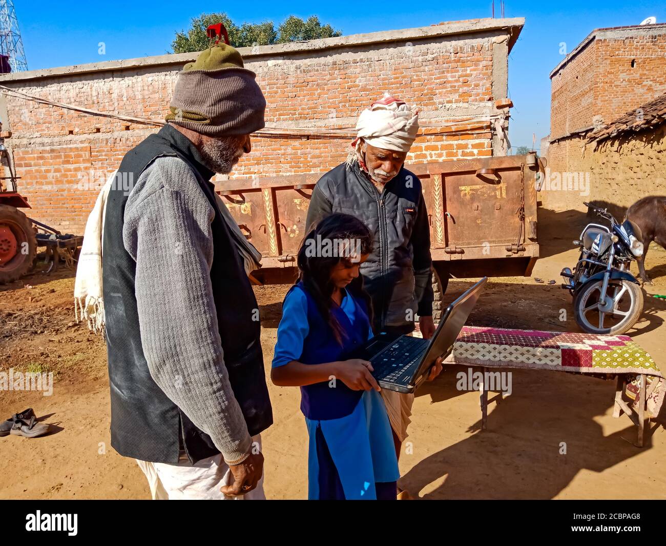 Indian villagers training hi-res stock photography and images - Alamy