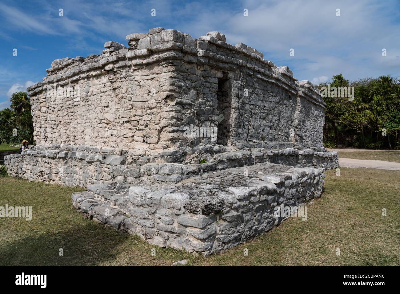 Structure 34 in the ruins of the Mayan city of Tulum on the coast of ...
