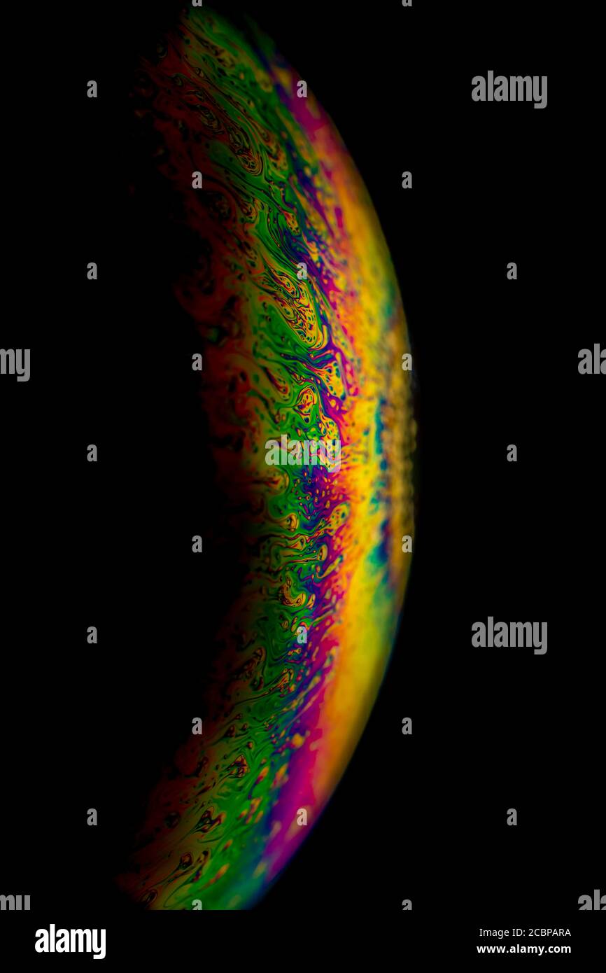 Interference of equal thickness, soap bubble, light reflected in all ...