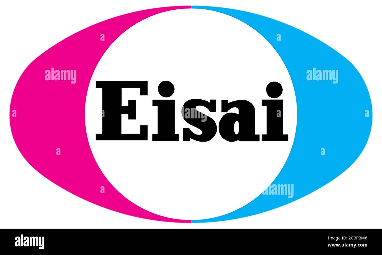 Logo Eisai, pharmaceutical company, Nikkei 225, full size, background ...