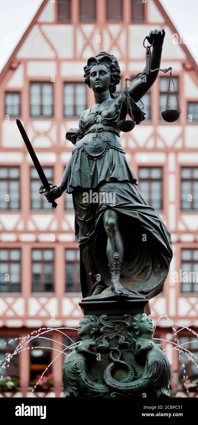 Justitia with scales and sword, justice fountain or Justitia fountain ...