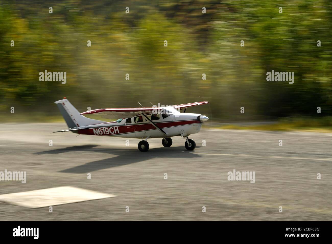 Small bush plane takes off for sightseeing flight, Alaska, USA Stock ...