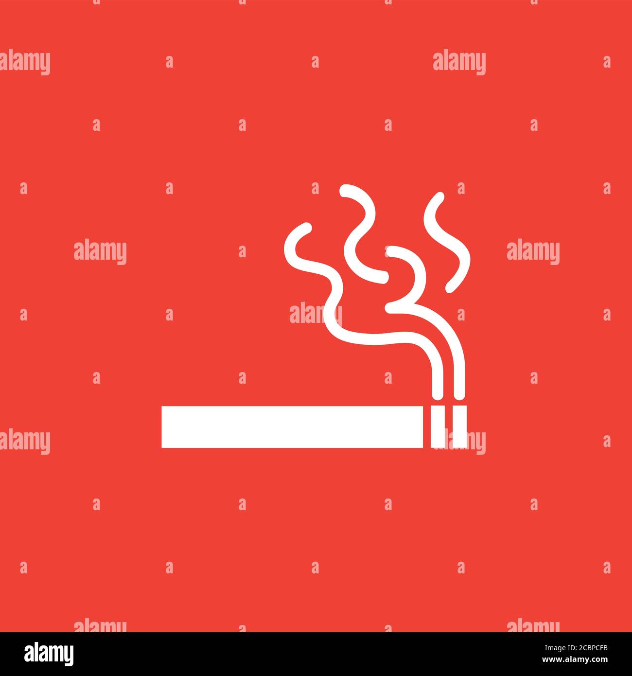 Simple Cigarette Icon On Red Background. Red Flat Style Vector ...