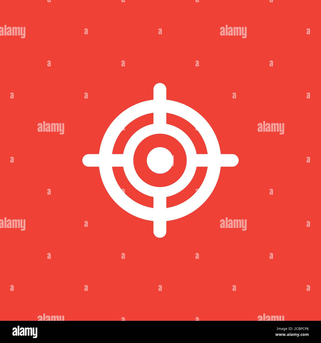 Target Icon On Red Background. Red Flat Style Vector Illustration Stock ...