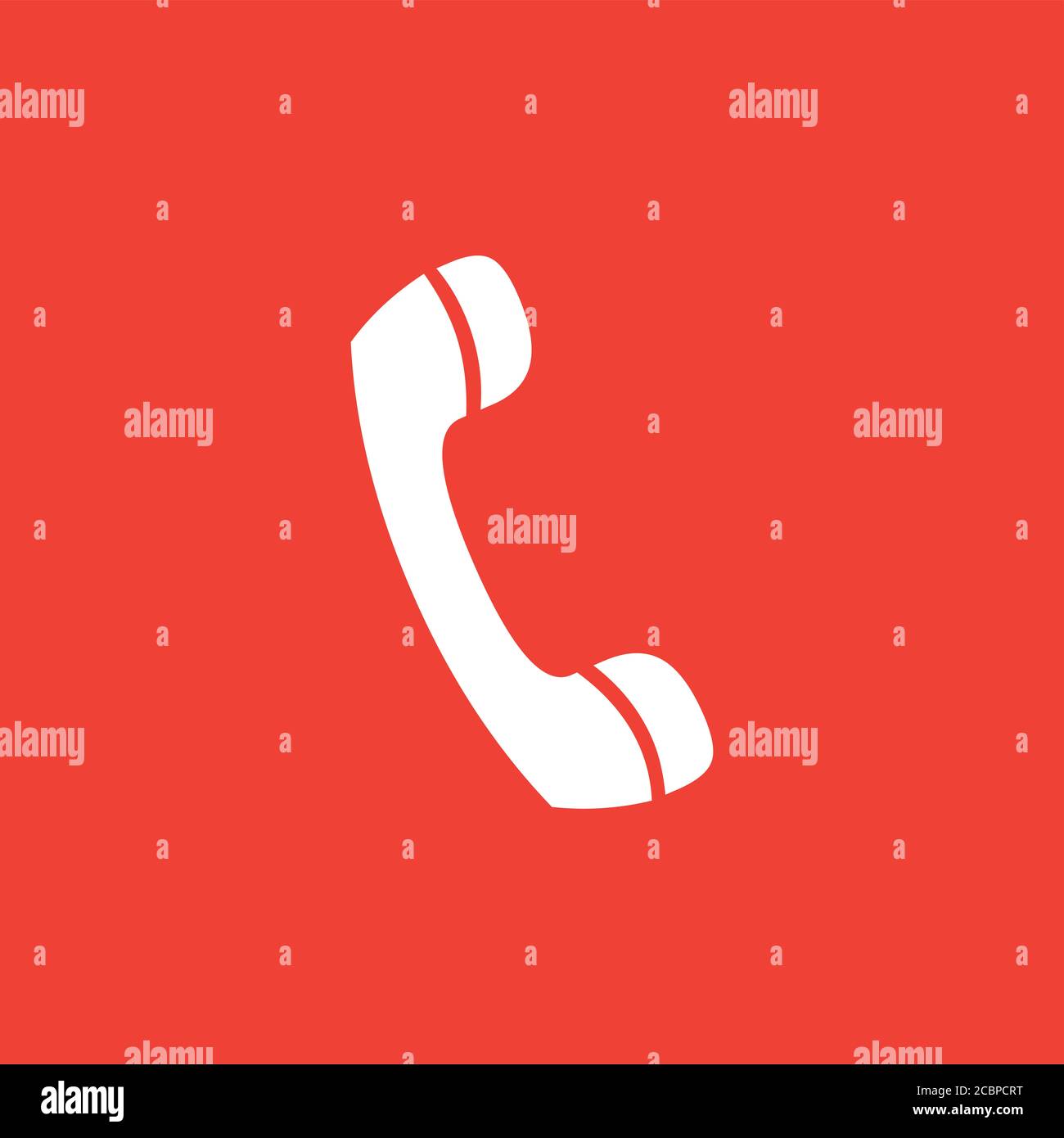 Telephone Receiver Icon On Red Background. Red Flat Style Vector ...