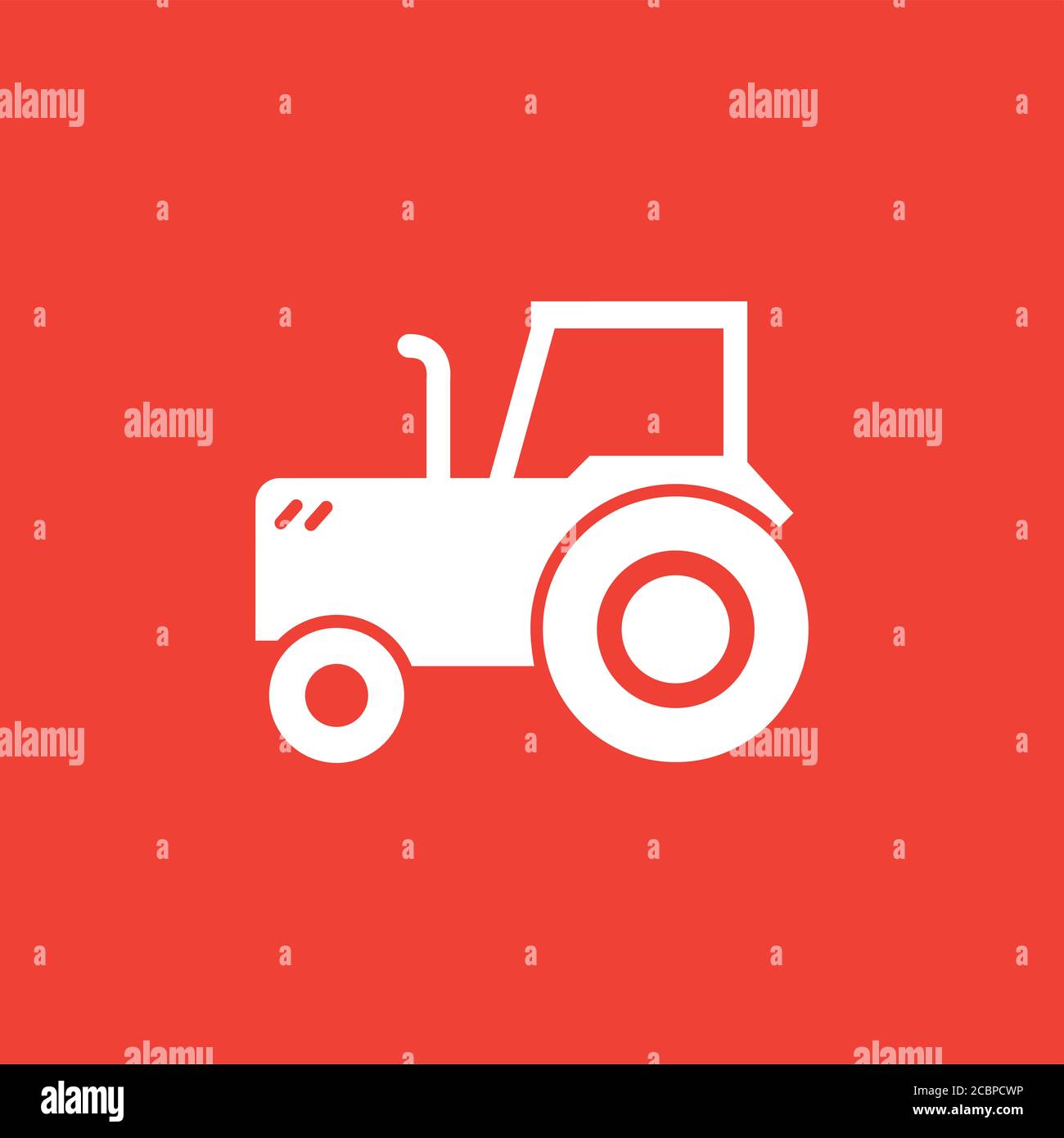 Tractor Icon On Red Background. Red Flat Style Vector Illustration ...