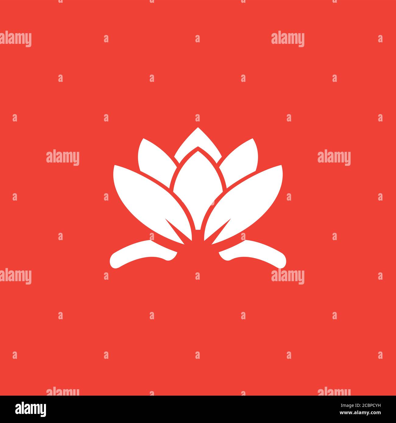 Water Lily Icon On Red Background. Red Flat Style Vector Illustration ...