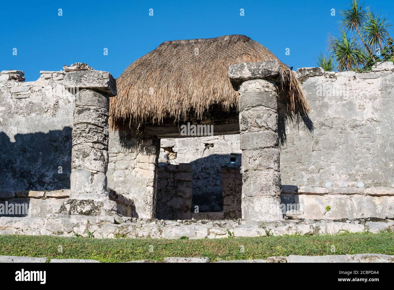 The House of the Chultun in the ruins of the Mayan city of Tulum on the ...