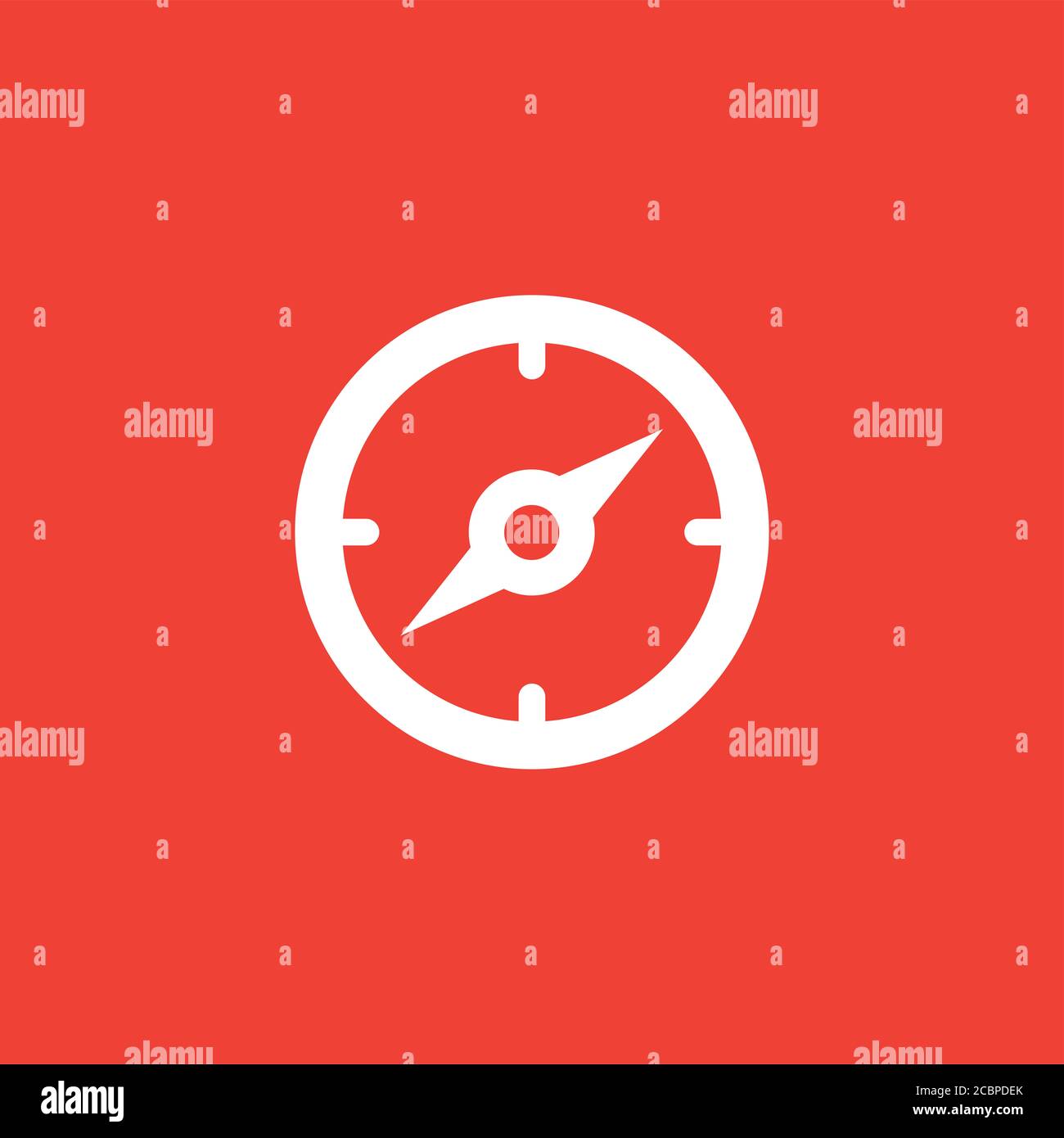 Compass Icon On Red Background. Red Flat Style Vector Illustration ...