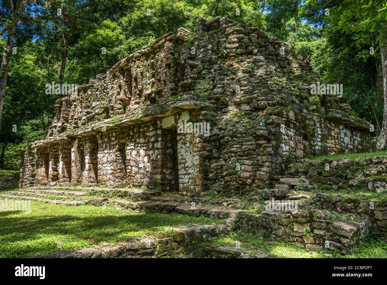 Building 19, or the Labyrinth, in the ruins of the Mayan city of ...