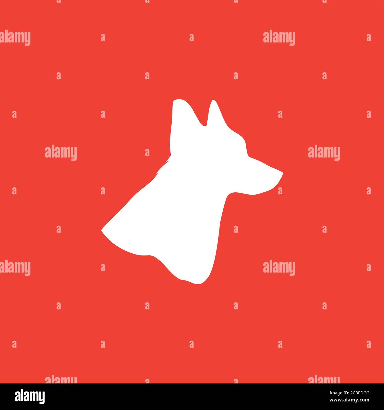 Dog Icon On Red Background. Red Flat Style Vector Illustration Stock ...