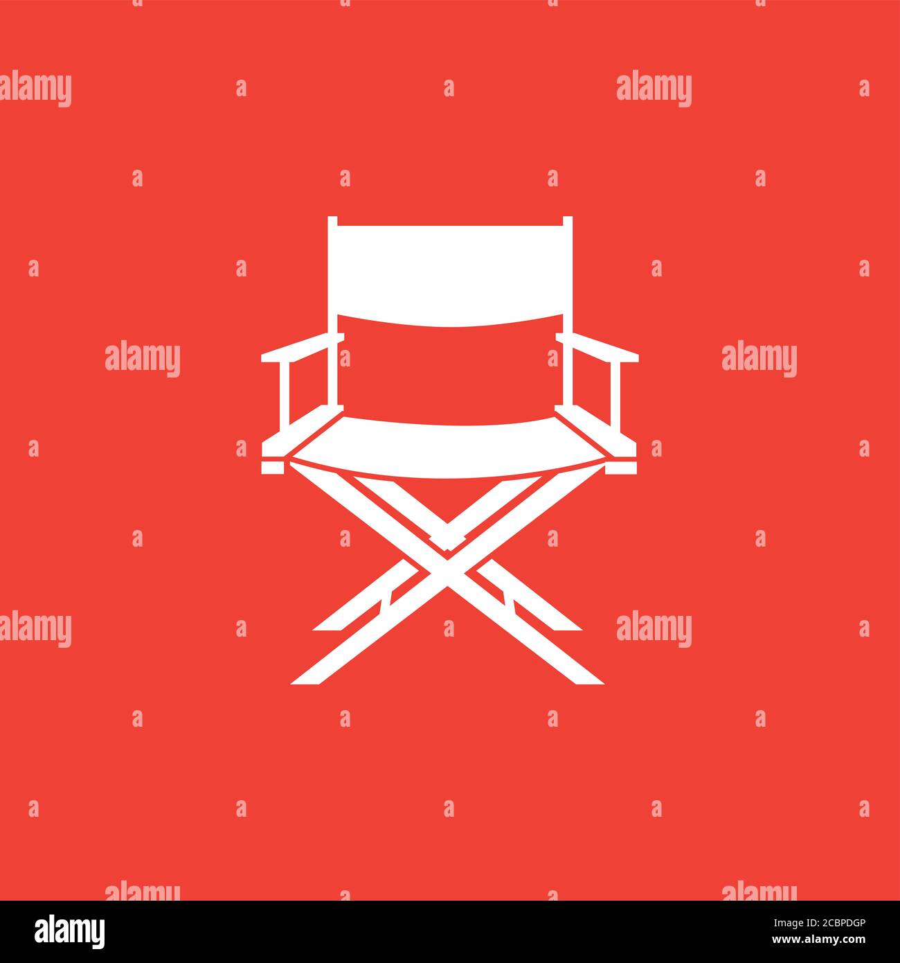Director Chair Icon On Red Background. Red Flat Style Vector ...