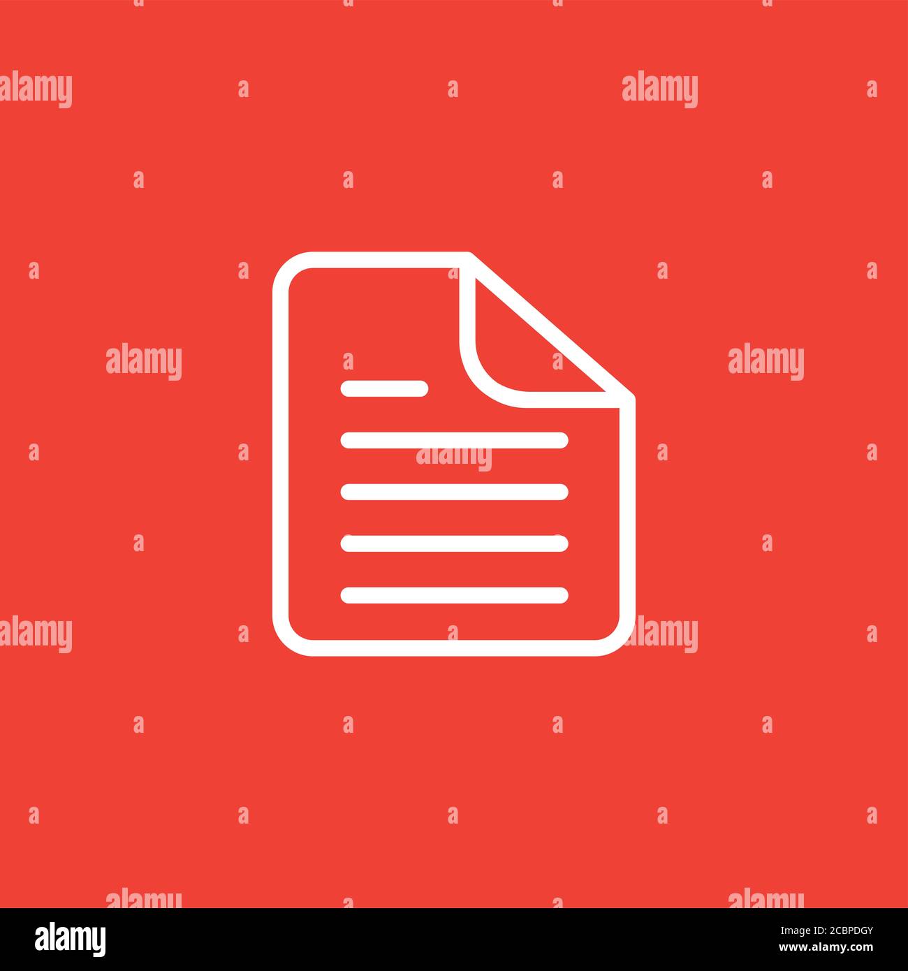 Document Line Icon On Red Background. Red Flat Style Vector ...