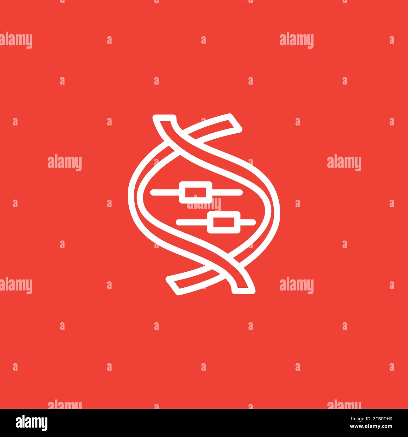 DNA Line Icon On Red Background. Red Flat Style Vector Illustration ...
