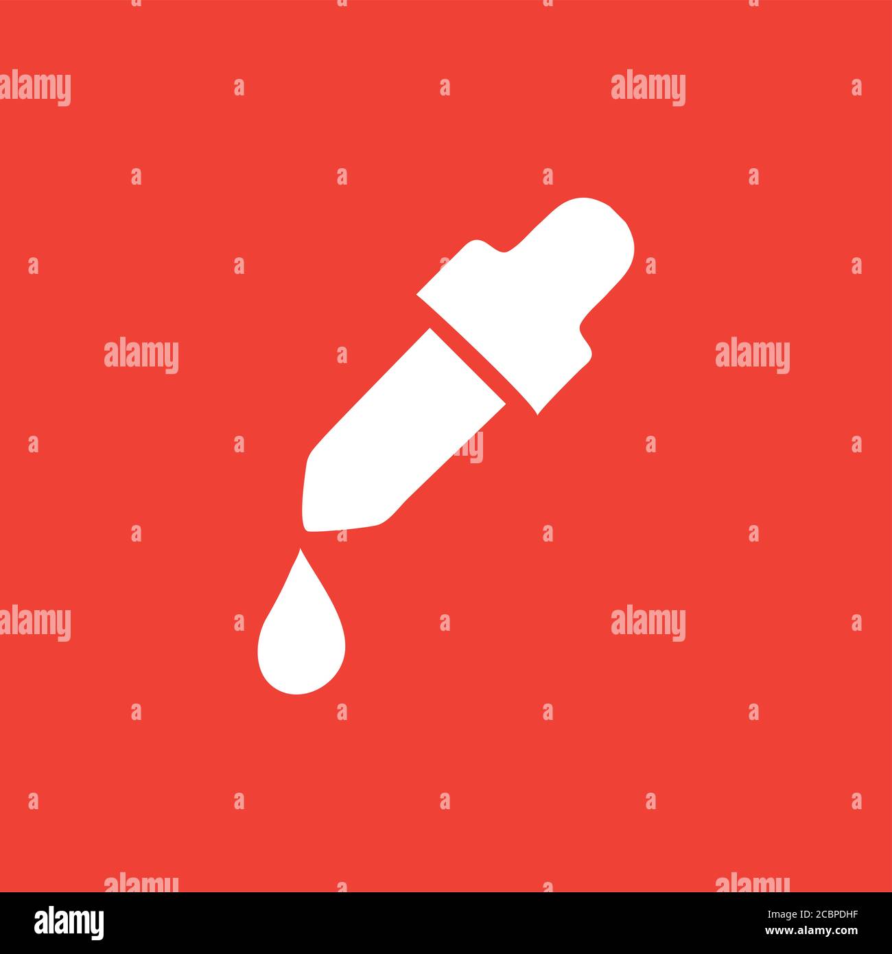 Dropper Icon On Red Background. Red Flat Style Vector Illustration ...