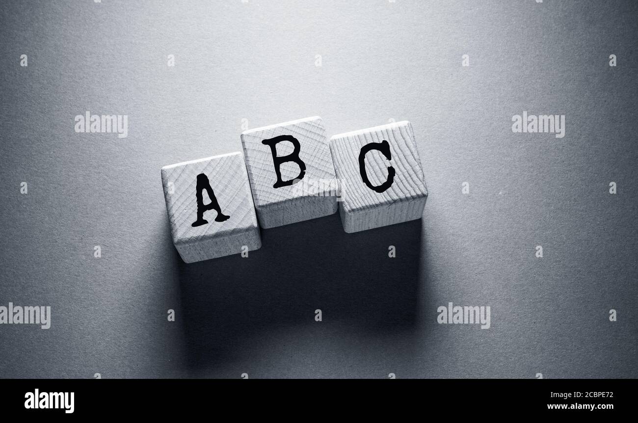 Alphabet English Word Written on Wooden Cubes Stock Photo - Alamy