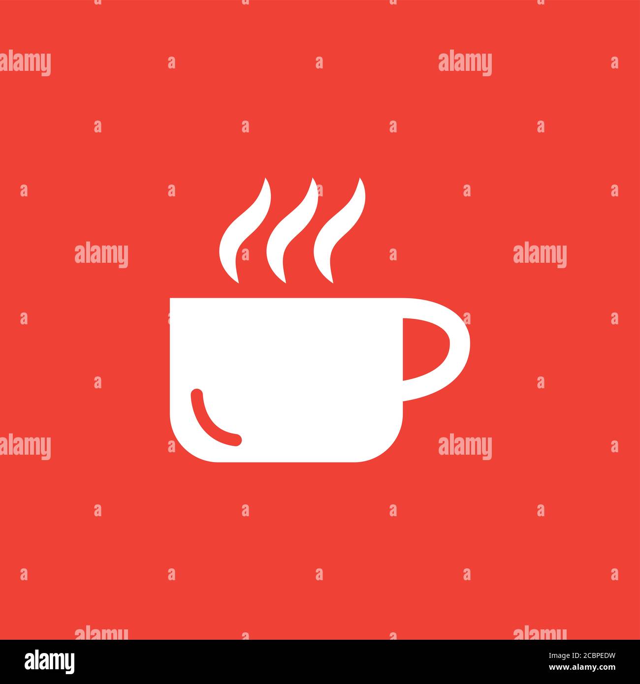 Coffee Cup Icon On Red Background. Red Flat Style Vector Illustration ...