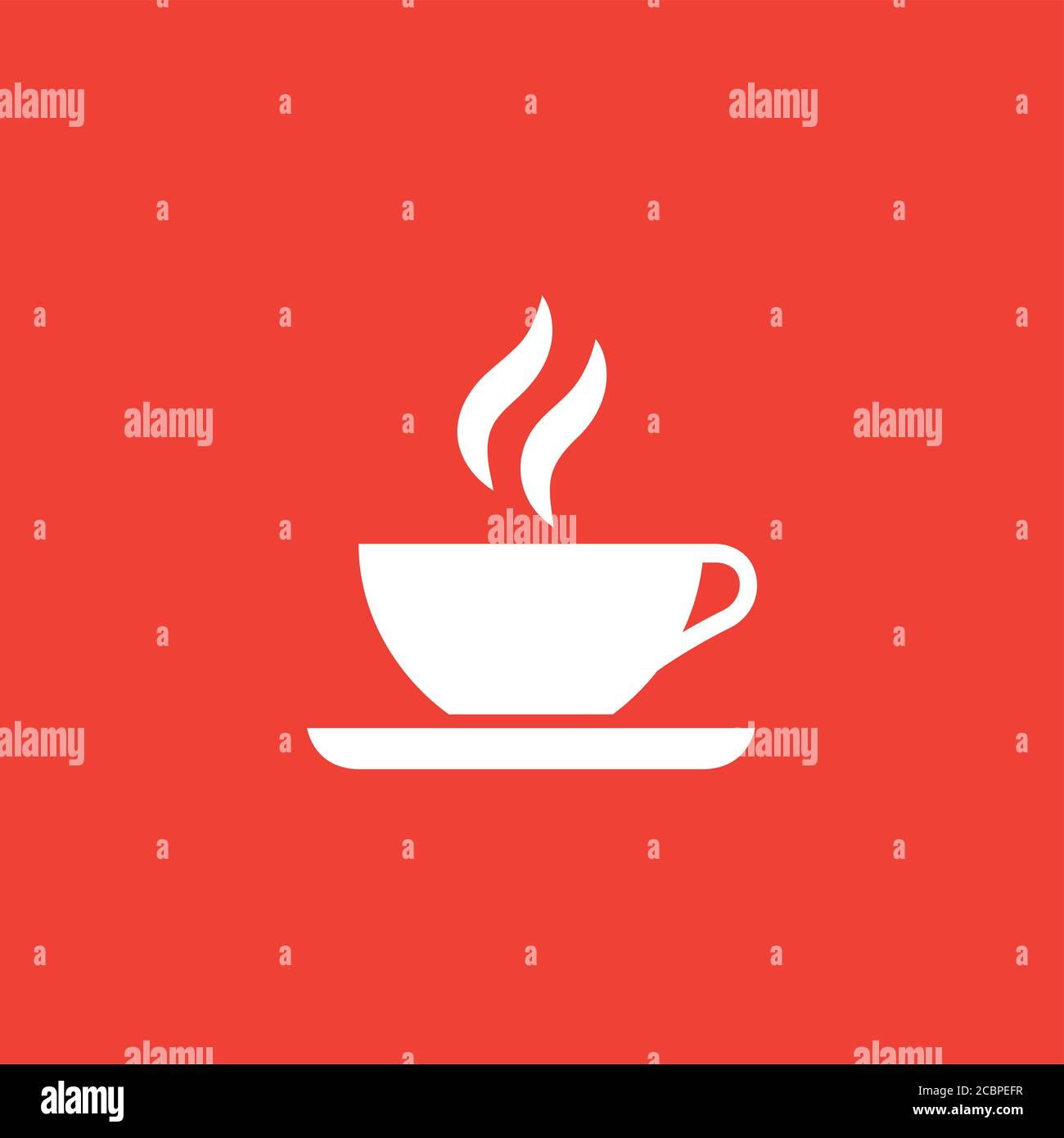 Coffee Cup Icon On Red Background. Red Flat Style Vector Illustration ...