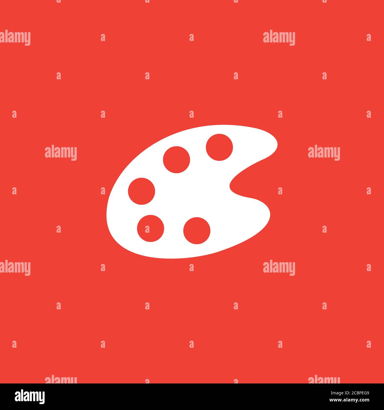 Painting Color Palette Icon On Red Background. Red Flat Style Vector ...