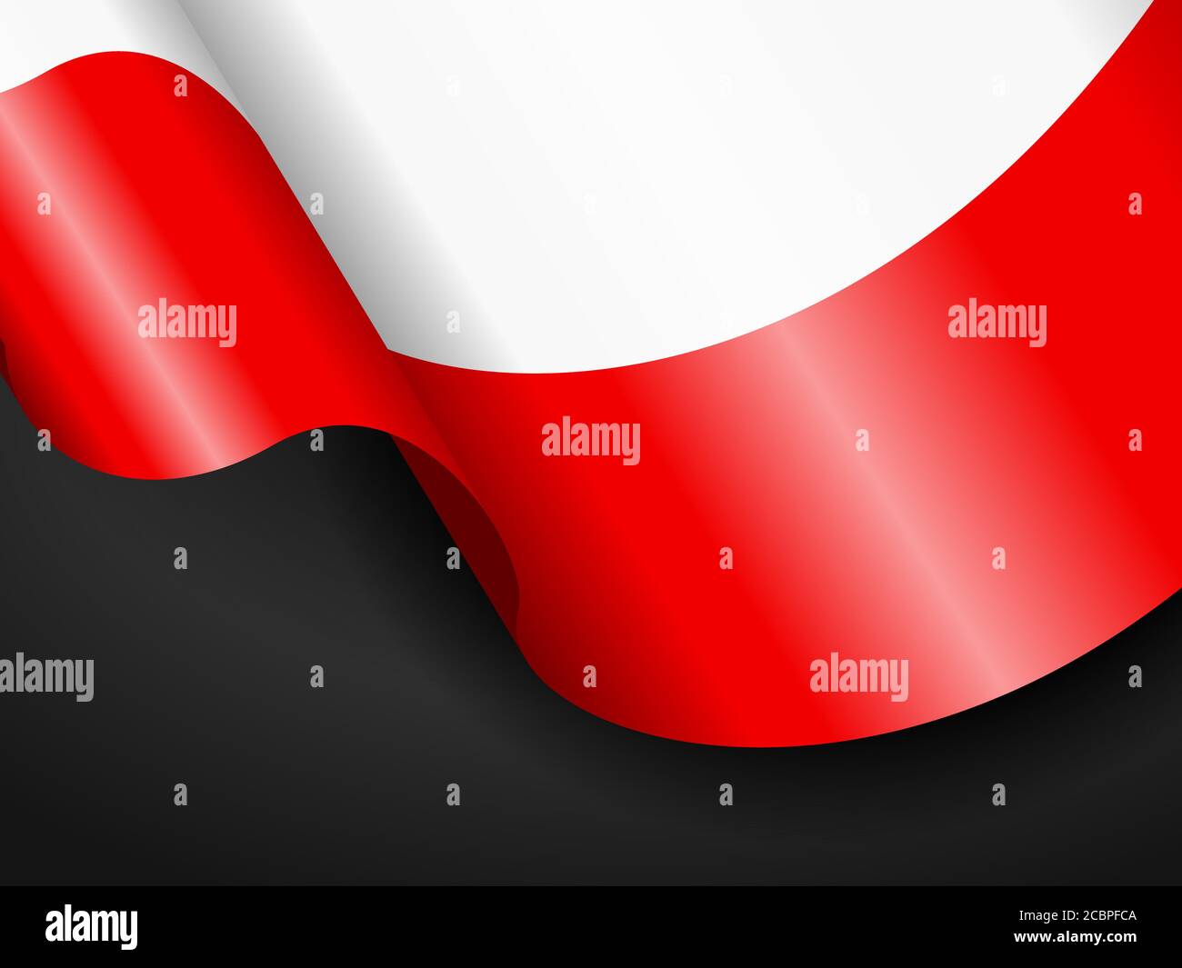 Waving Poland flag on black background. Vector illustration Stock Photo ...