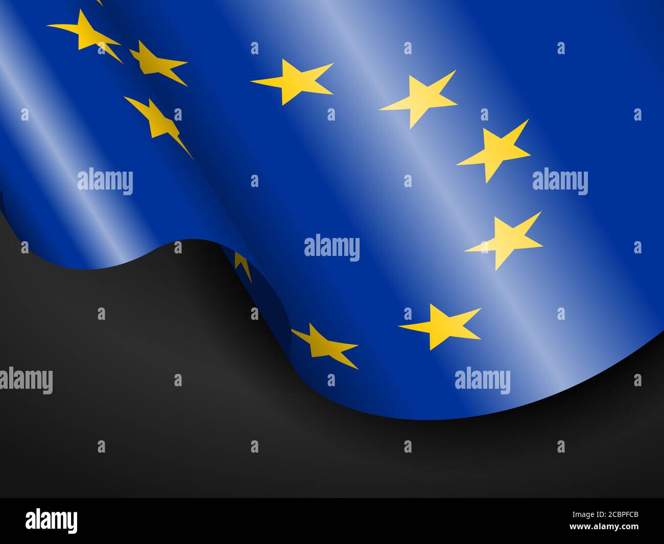 Waving EU flag on black background. Vector illustration Stock Photo - Alamy