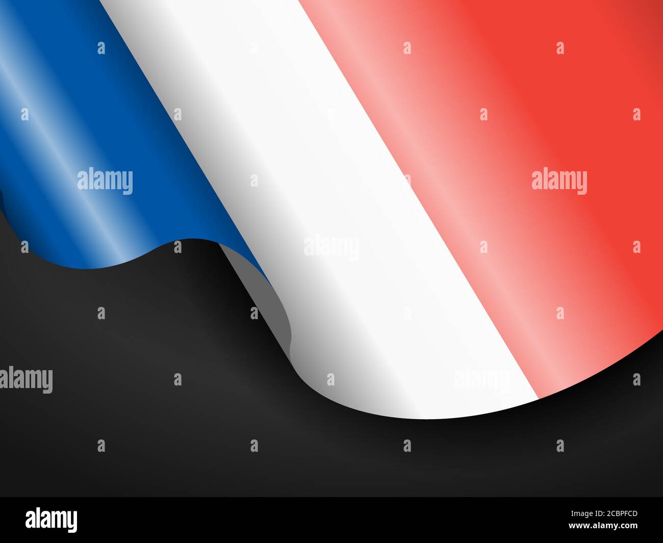 Waving France flag on black background. Vector illustration Stock Photo ...