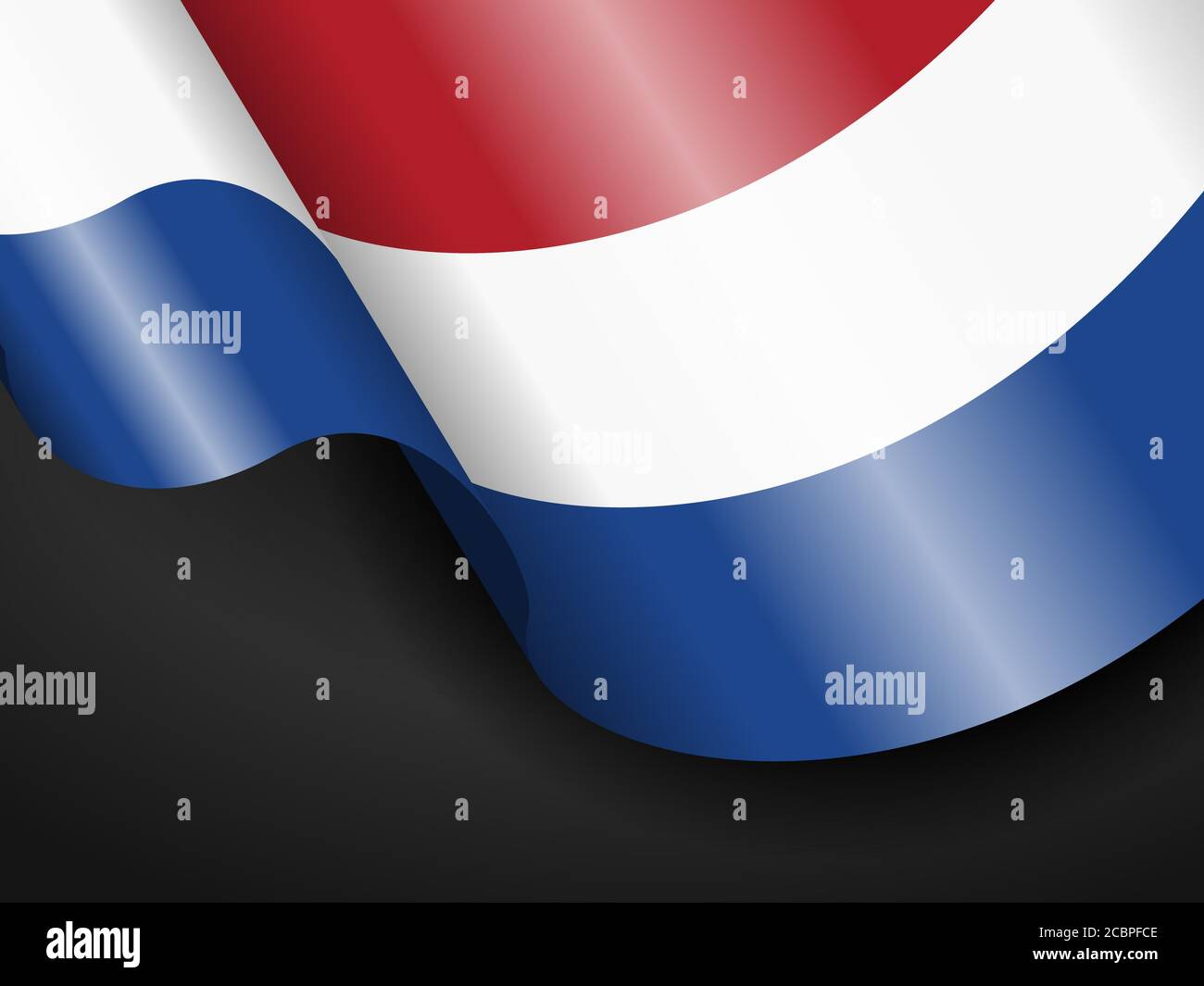 Waving Netherlands flag on black background. Vector illustration Stock ...