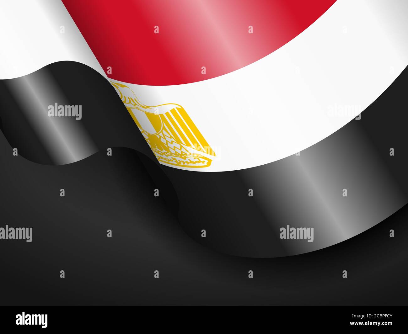 Waving Egypt flag on black background. Vector illustration Stock Photo ...