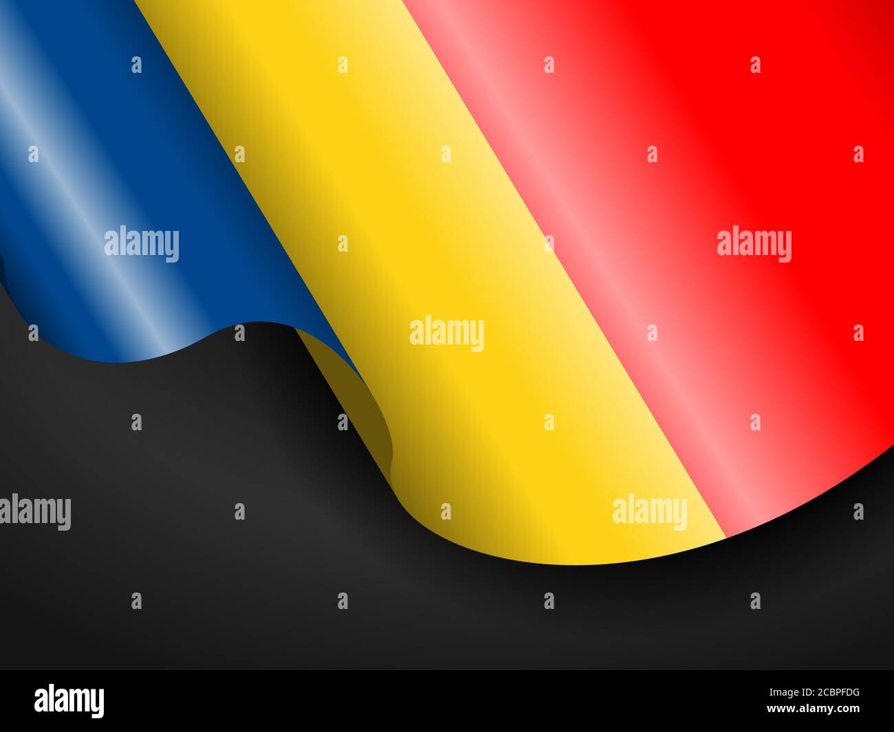 Waving Romania flag on black background. Vector illustration Stock ...