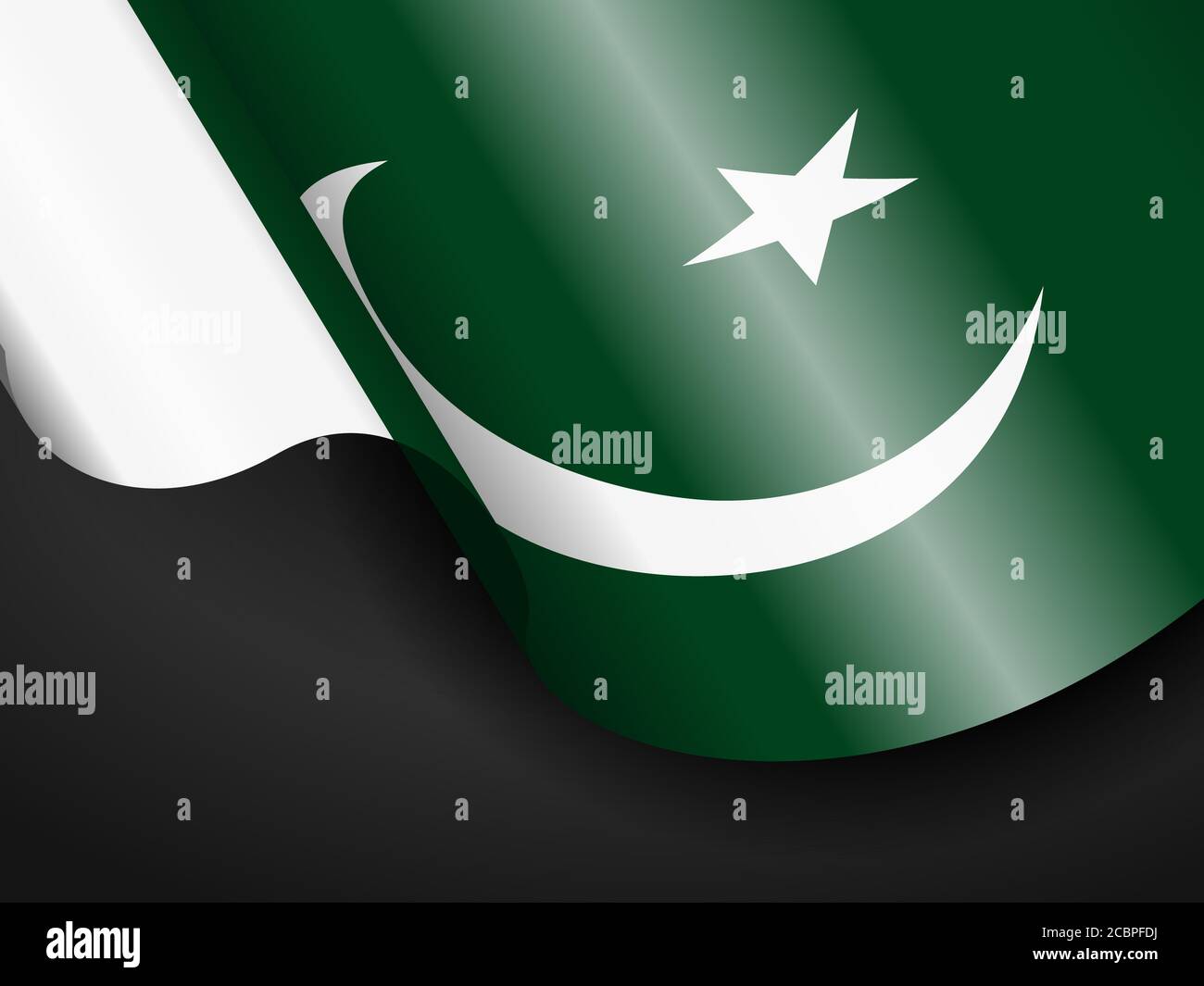 Waving Pakistan flag on black background. Vector illustration Stock ...