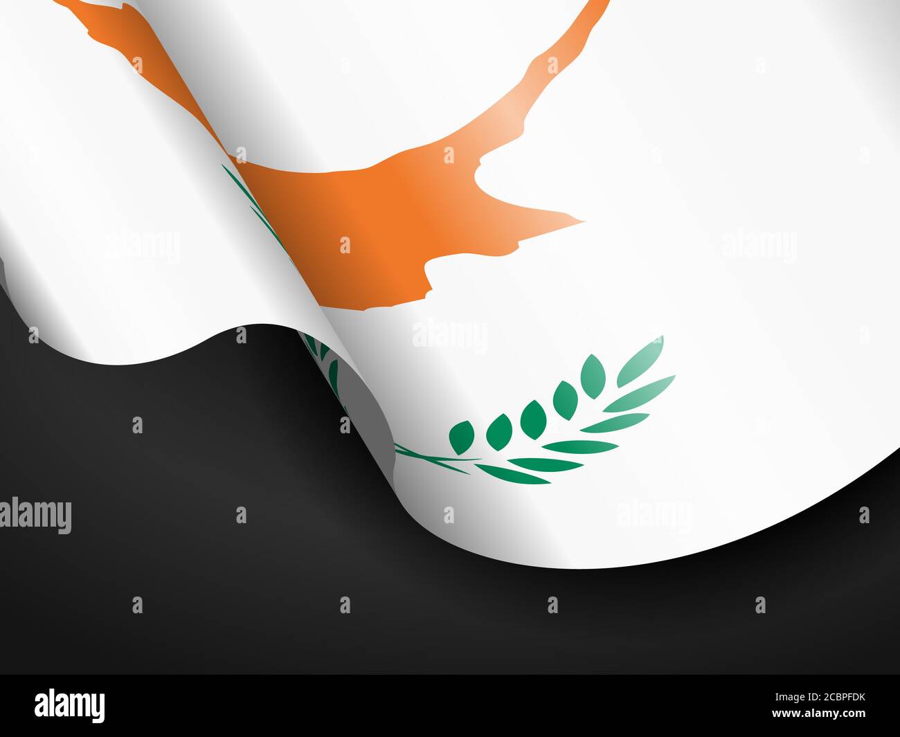 Waving Cyprus flag on black background. Vector illustration Stock Photo ...