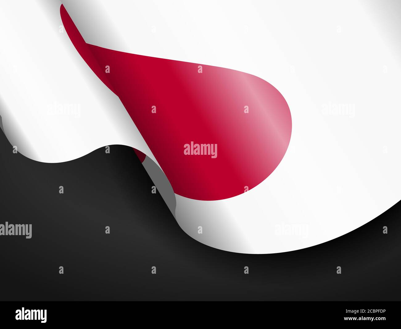 Waving Japan flag on black background. Vector illustration Stock Photo ...